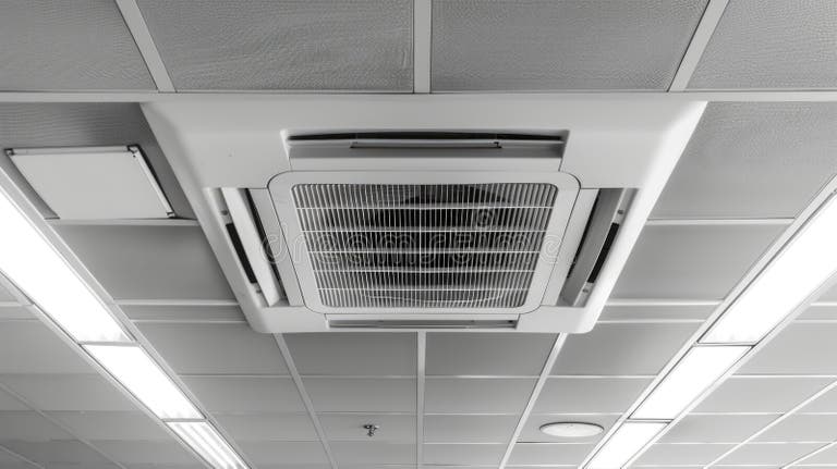 Ceiling Mounted Air Conditioner Stock Photo - Image of mounted, design ...
