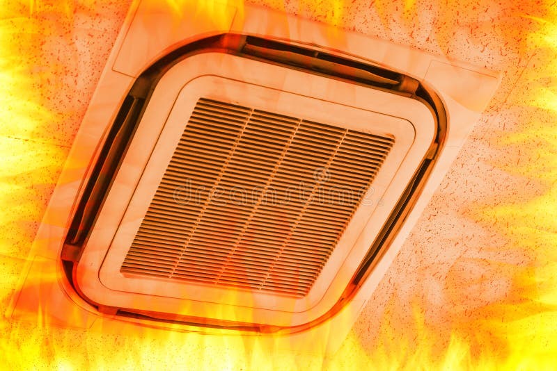 Ceiling Mounted Air Conditioner. Stock Photo - Image of cassette ...