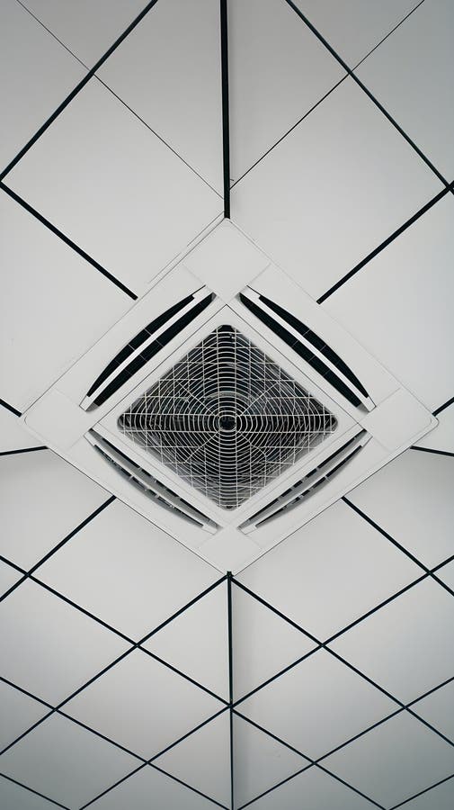 Ceiling Mounted Air Conditioning Unit Embedded in White Tiles, Indoor ...