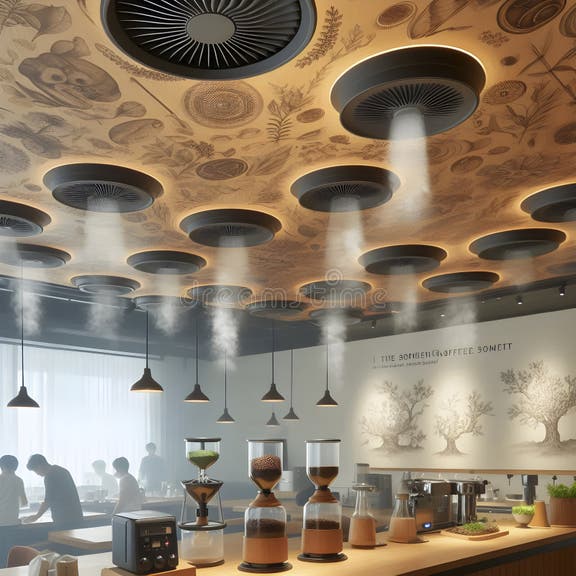 Ceiling-mounted Aroma Diffusers Releasing Fresh Coffee, Ai Created ...