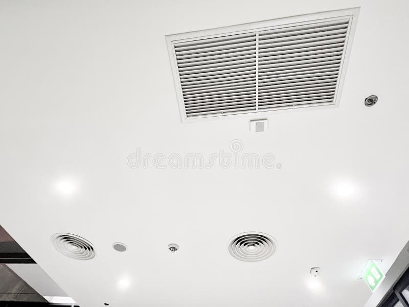 Ceiling Mounted Cassette Type Air Conditioner and Modern Lamp Light on ...