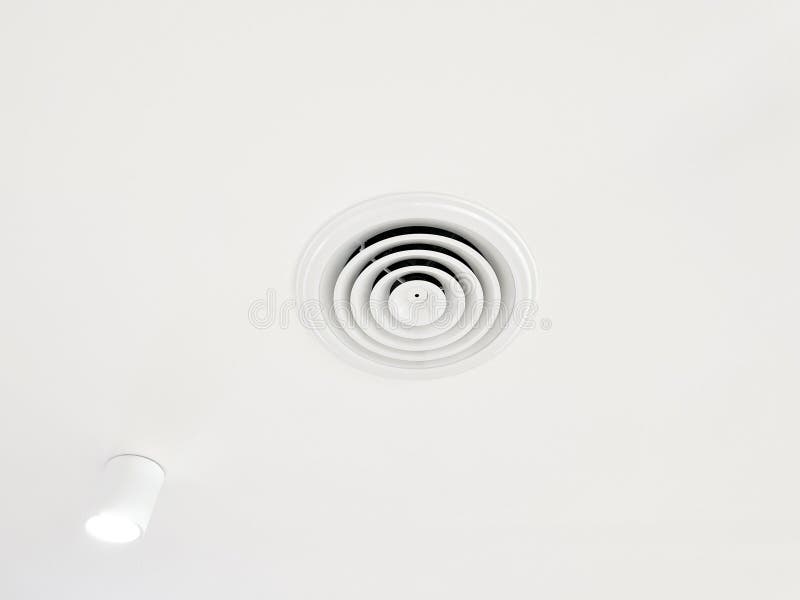 Ceiling Mounted Cassette Type Air Conditioner and Modern Lamp Light on ...