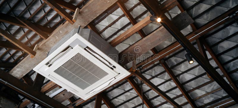 Ceiling Mounted Cassette Type Air Conditioner. Technology Background ...