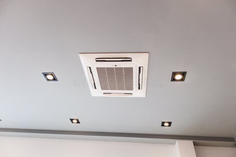 Ceiling Mounted Cassette Type Air Conditioning System Stock Photo ...