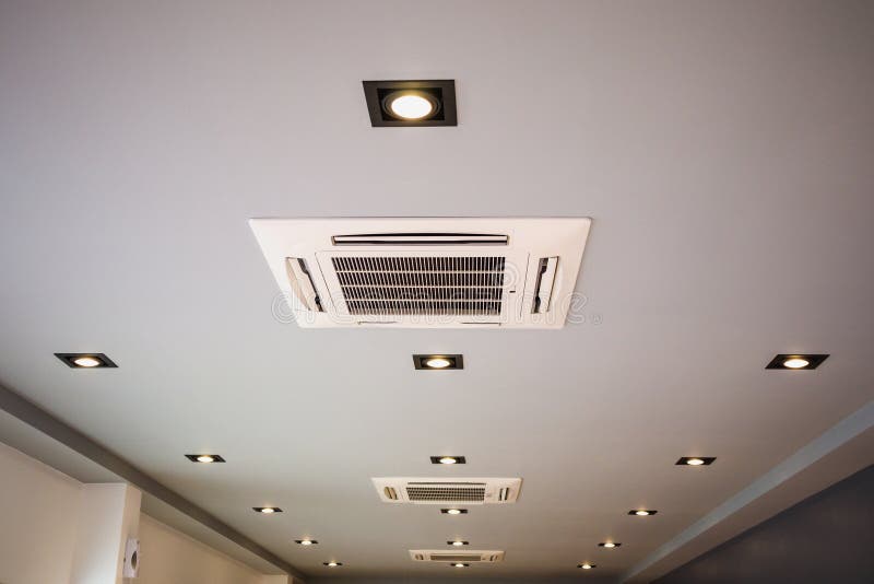 Ceiling Mounted Cassette Type Air Conditioning System Stock Photo ...
