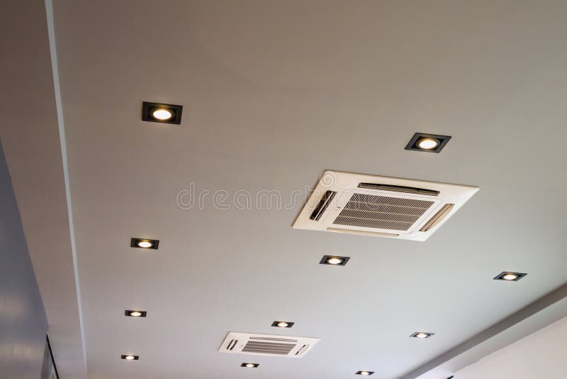 Ceiling Mounted Cassette Type Air Conditioning System Stock Photo ...