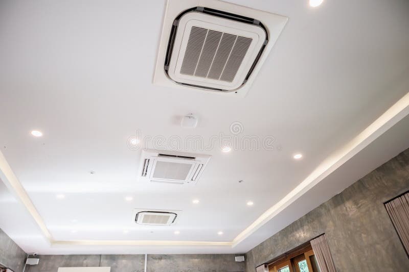 Ceiling Mounted Cassette Type Air Conditioning System Stock Photo ...