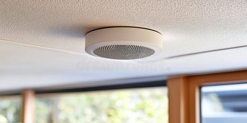 Ceiling Mounted Smart Home Device, Sensor or Speaker Installed on White ...