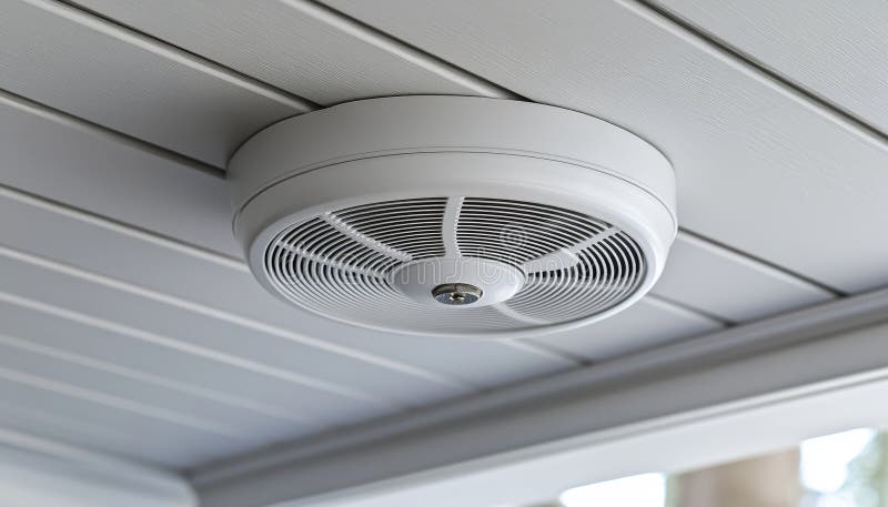Ceiling Mounted Smoke Detector with Bright Natural Lighting Home Safety ...