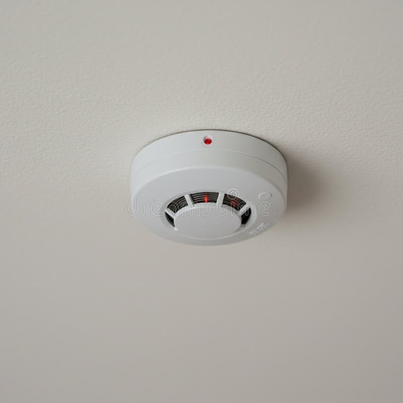 Ceiling-mounted Smoke Detector with a Round, White Plastic Housing ...