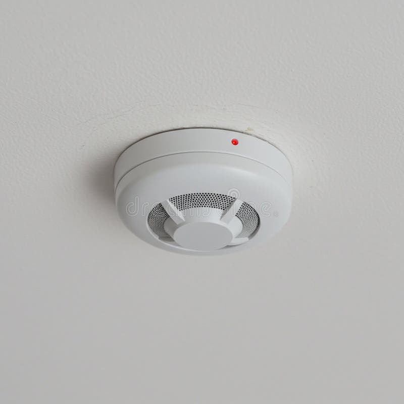 Ceiling-mounted Smoke Detector with a White, Circular Design and a ...