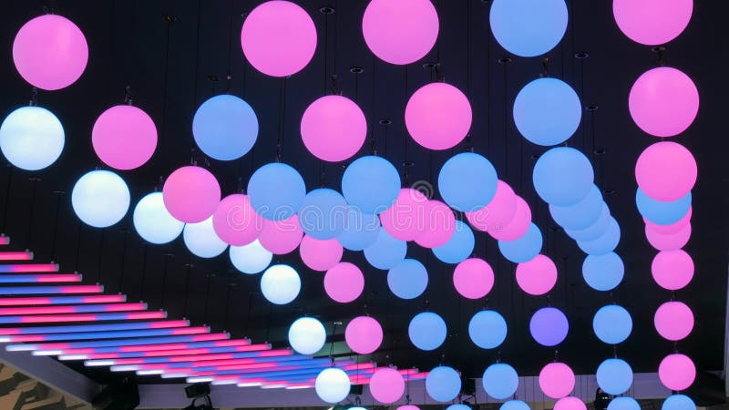 Ceiling moving led balls stock photo. Image of element - 148269764