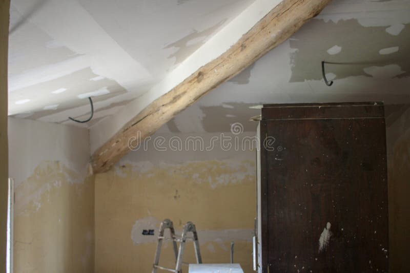 Ceiling of an Old House Ready To Be Painted Stock Photo - Image of wall ...