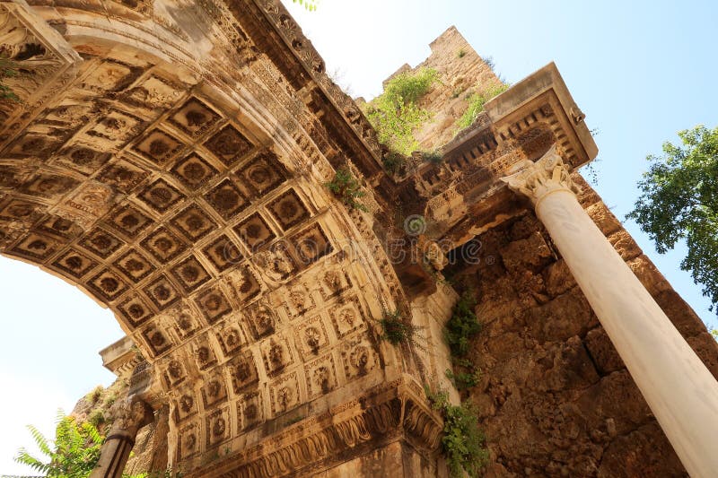 The Ceiling of One of the Entry Arches of the Hadrians Gate, Antalya ...