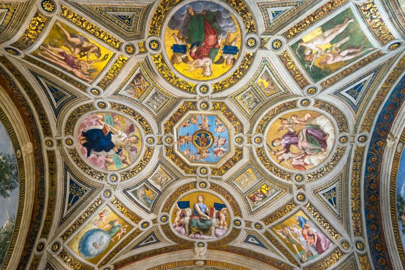 The Ceiling in One of the Rooms of Raphael in the Vatican Museum ...