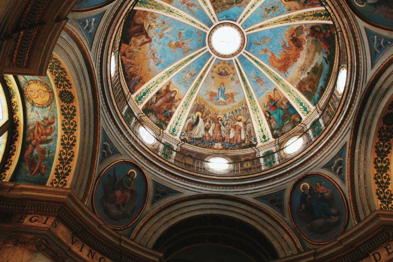 Ceiling with painting stock photo. Image of christianity - 204861346