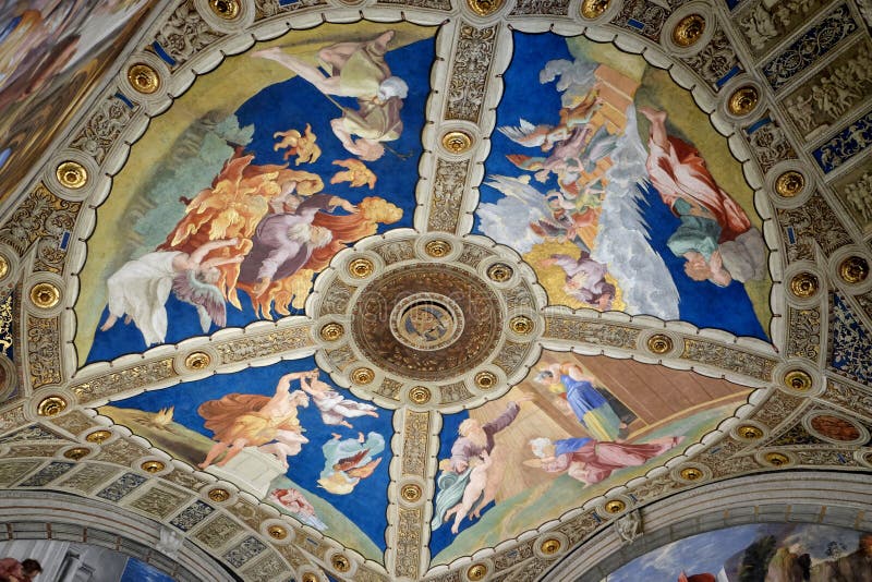 Ceiling Painting in Raphael Rooms Editorial Stock Photo - Image of ...