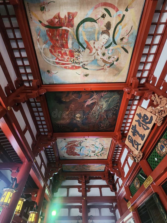 A Ceiling with a Painting at Shrine Stock Image - Image of asakusa ...
