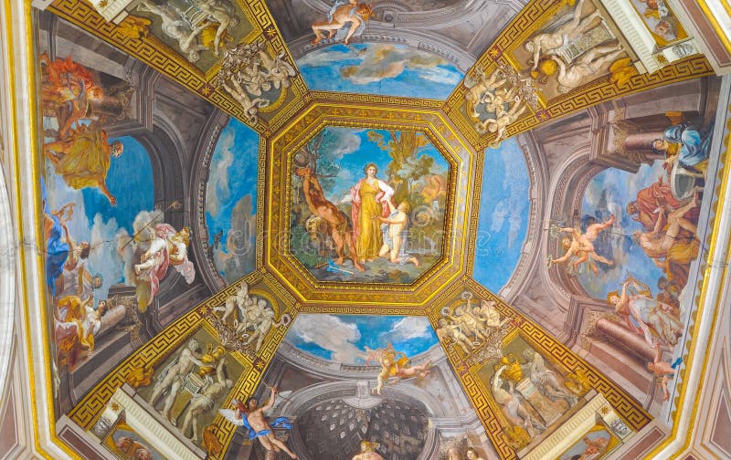 Italian Renaissance Fresco on the Arched Ceiling Editorial Stock Photo ...