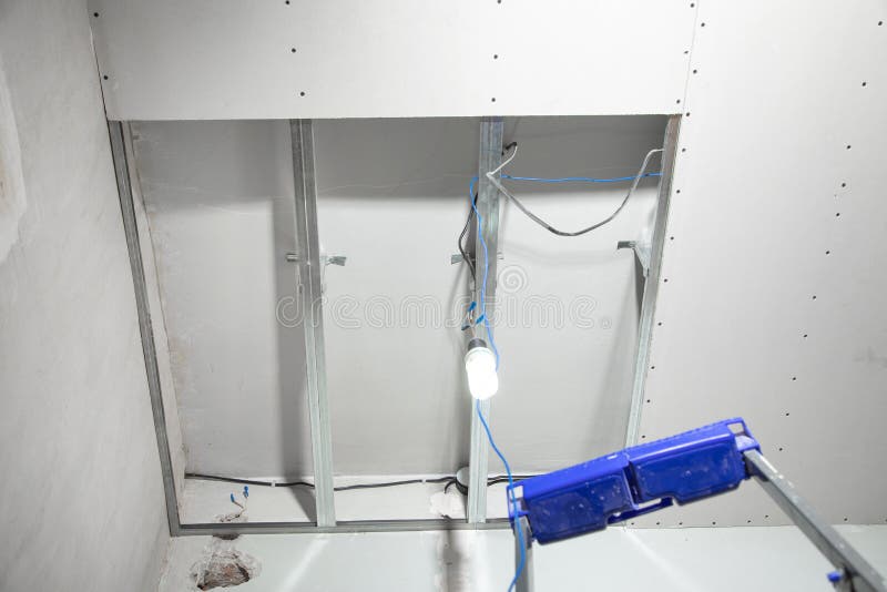 Ceiling Panel into Frame of Ceiling Stock Photo - Image of site, house ...