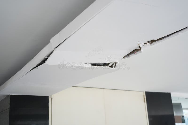 Ceiling Panels Broken and Damage from Car Crash Stock Image - Image of ...