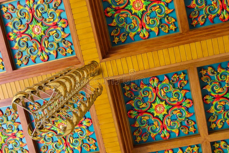 The Ceiling Part Full of Unique Decorations in a Random Building. Stock ...