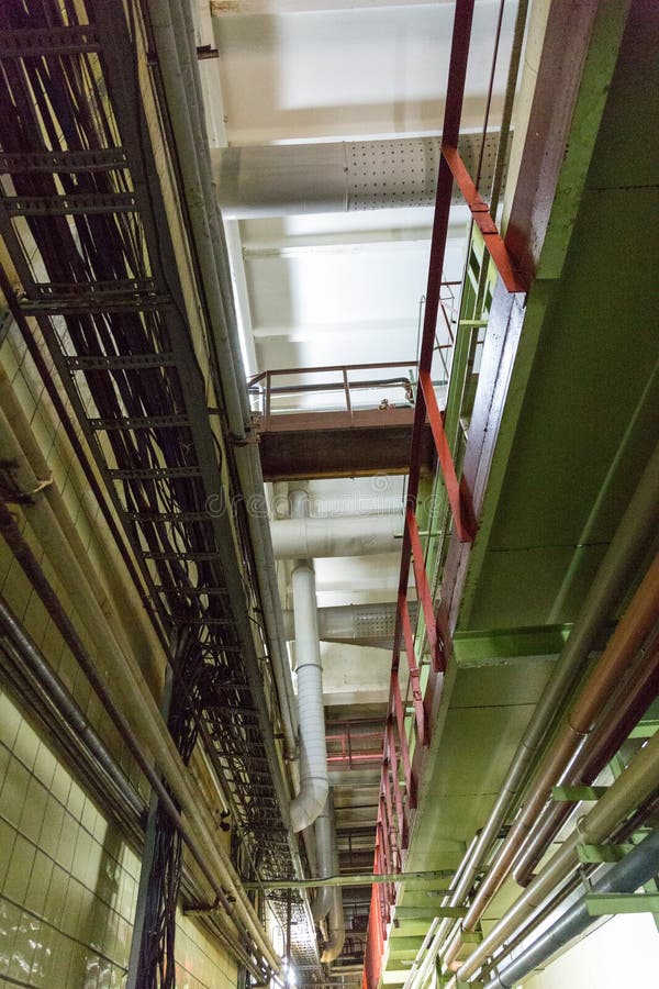 The Ceiling In The Industrial Building Stock Image - Image of metal ...