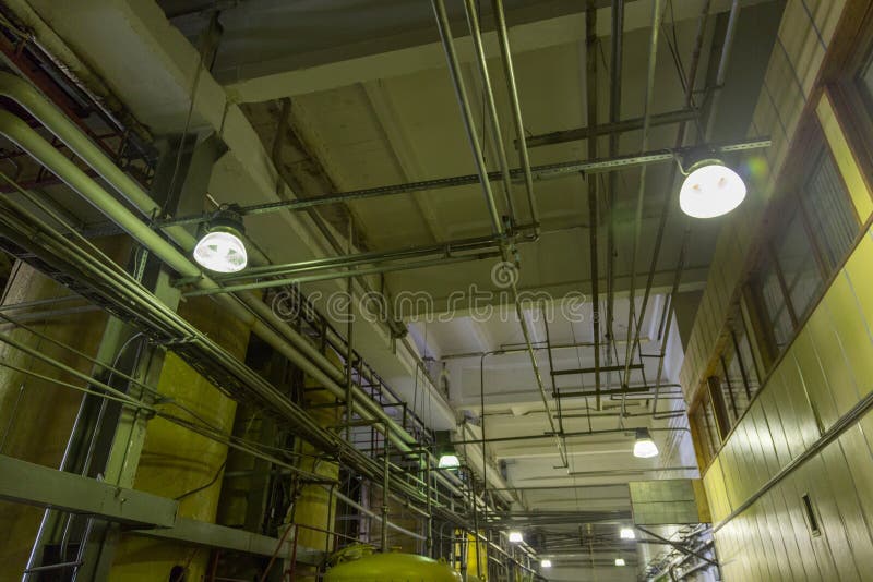Ceiling in a Production Workshop Stock Photo - Image of tubing ...