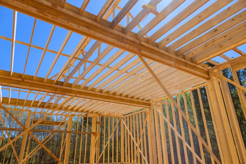 Ceiling Rafter Framework Beams Were Installed during Construction of a ...