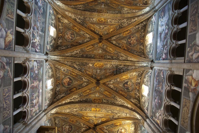 Ceiling Romanesque Cathedral in Parma Stock Image - Image of ...