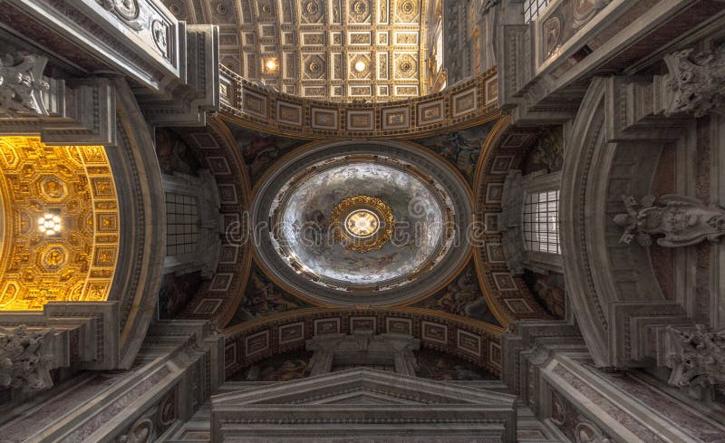 Ceiling of the Saint Peter Basilica, Vatican, Rome Editorial Stock ...