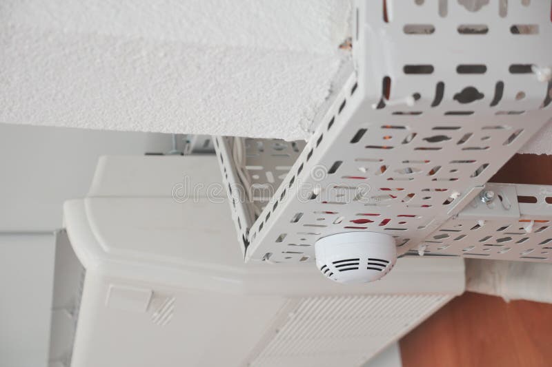 Ceiling Smoke Detector Mounted in a Modern Indoor Space Stock Photo ...