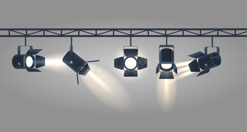 Ceiling Spotlights, Powerful Lighting Fixtures, Realistic 3d Vector ...