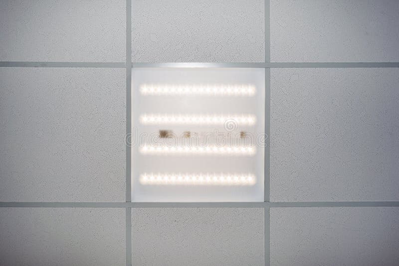 Ceiling of Square Porous Plates and Built-in LED Lamp Stock Photo ...