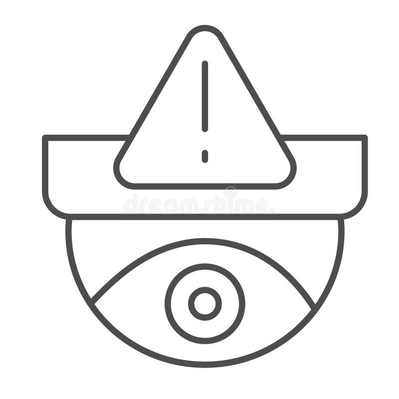 Ceiling Surveillance Camera with Exclamation Sign Line and Solid Icon ...