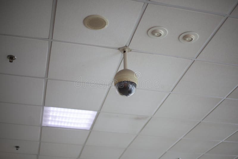 Ceiling with Surveillance Camera. Video Camera 360 Degree View Stock ...
