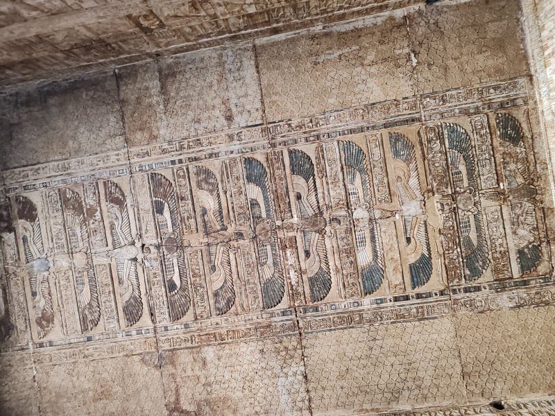 Ceiling in the Dendera Temple of Hathor Stock Photo - Image of carving ...