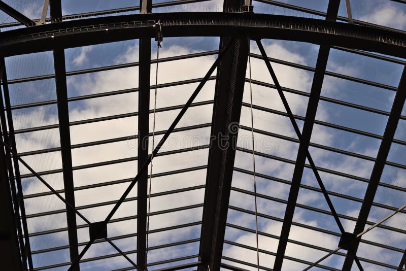 Ceiling of a Train Station Made of Steel and Glass Stock Photo - Image ...