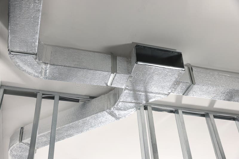 Ceiling with Ventilation System Indoors, Bottom View Stock Photo ...