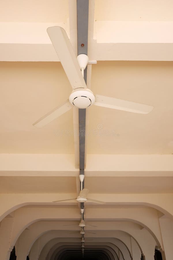Ceiling Vintage Metal Fan in Building Stock Photo - Image of sharp ...