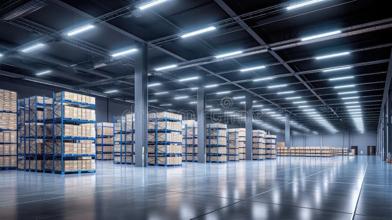 Ceiling warehouse lighting stock illustration. Illustration of high ...