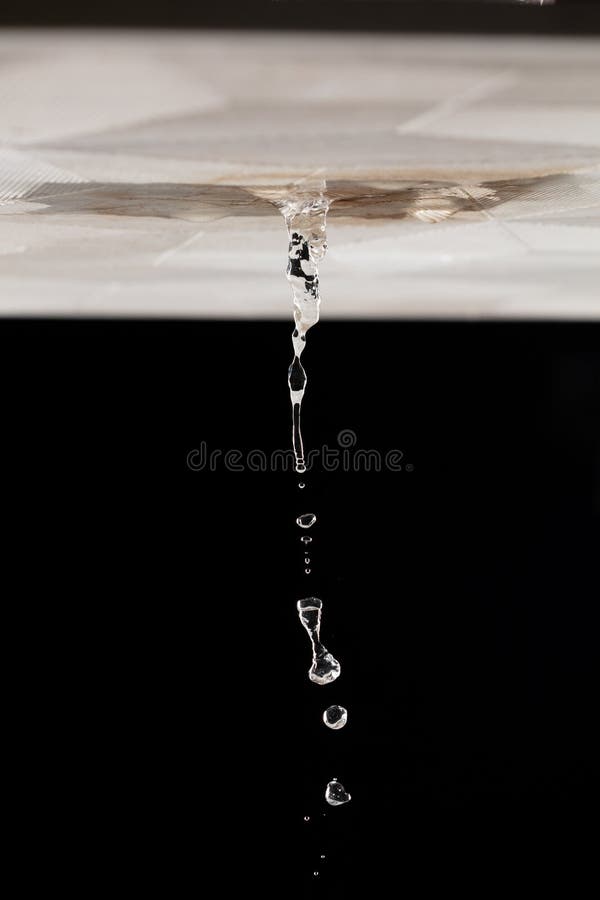 Ceiling Water Leak from Rain or Broken Pipe. House Water Leaking on ...