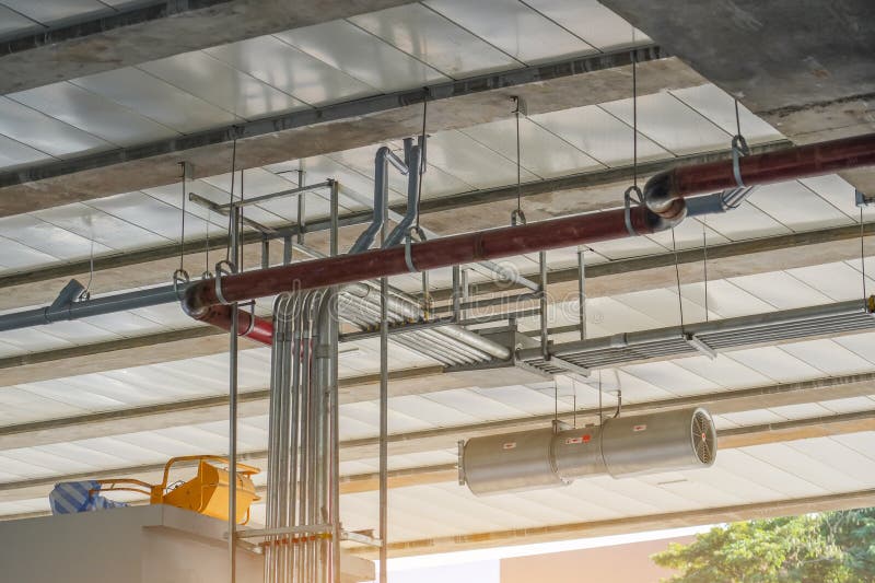 Ceiling with Water Supply and Drainage Communication Pipes Under the ...