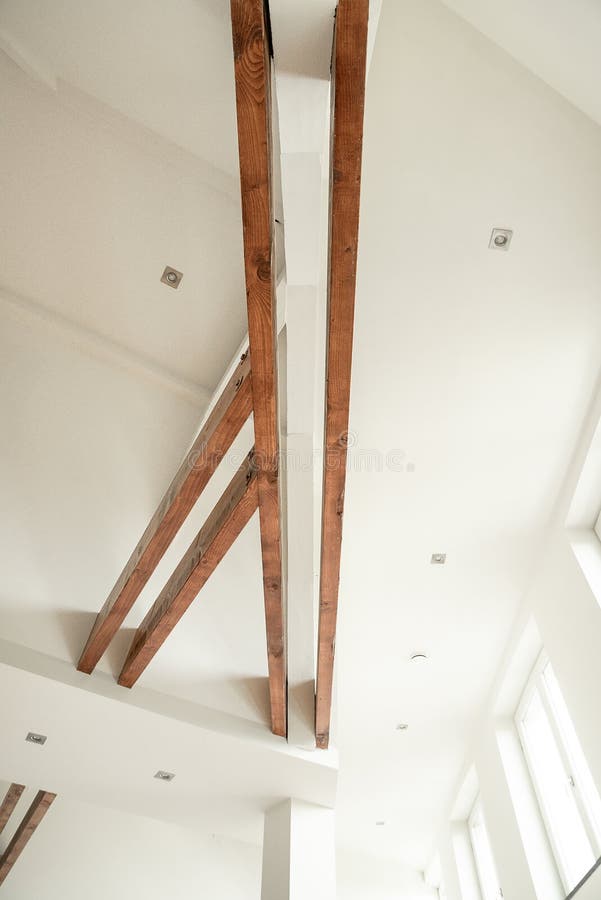 Ceiling with Wooden Elements Stock Image - Image of home, elegant ...