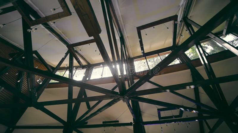 The Ceiling of a Wooden Room and Windows on the Ceiling through Which ...