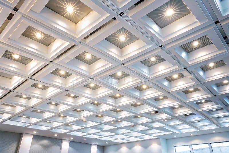 Ceilings Indoor White Square with Bulbs Stock Illustration ...