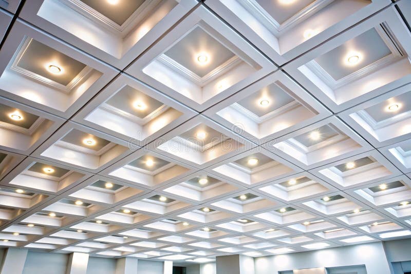 Ceilings Indoor White Square with Bulbs Stock Illustration ...