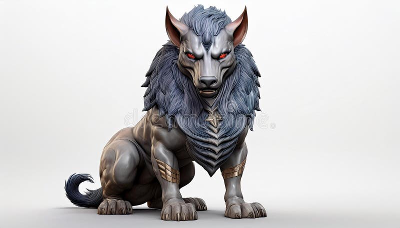 Cel Shaded Cerberus 3d Model with White Background Full Body Shot ...
