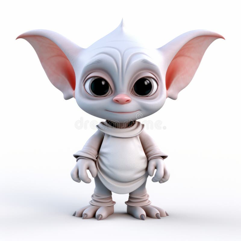 Cel-shaded 3d Imp Character Looking at Camera on White Background Stock ...