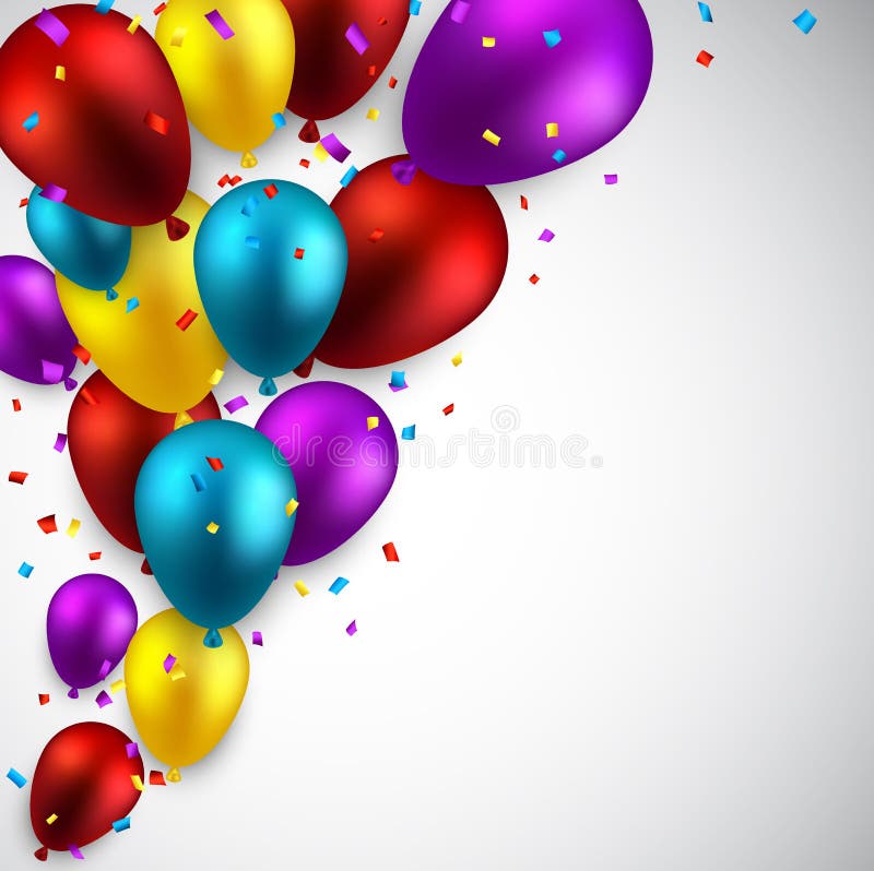 Happy Birthday Party with Balloons and Ribbons Background Stock Vector ...